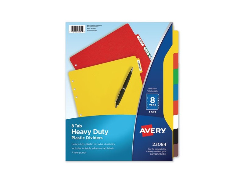 Avery Heavy-Duty Plastic Dividers with Multicolor Tabs and White Labels