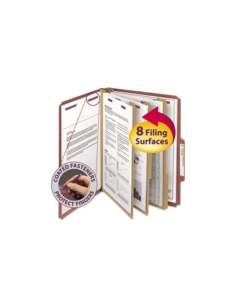 Smead Pressboard Classification Folders with SafeSHIELD Coated Fasteners