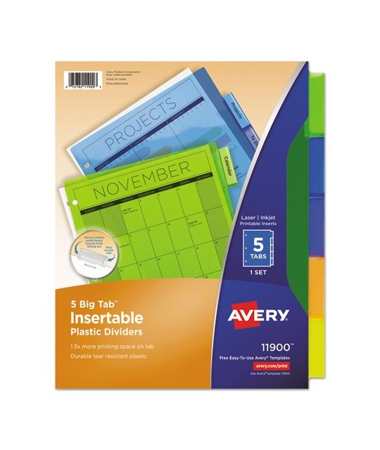 Avery Insertable Big Tab Plastic Dividers Avery Insertable Big Tab Plastic Dividers