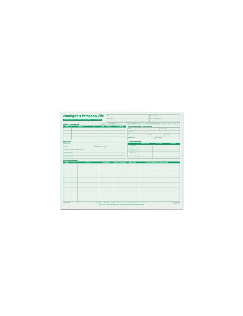 TOPS Employee's Record File Folder