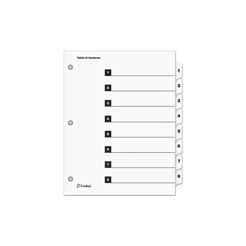 Cardinal QuickStep OneStep Printable Table of Contents and Dividers