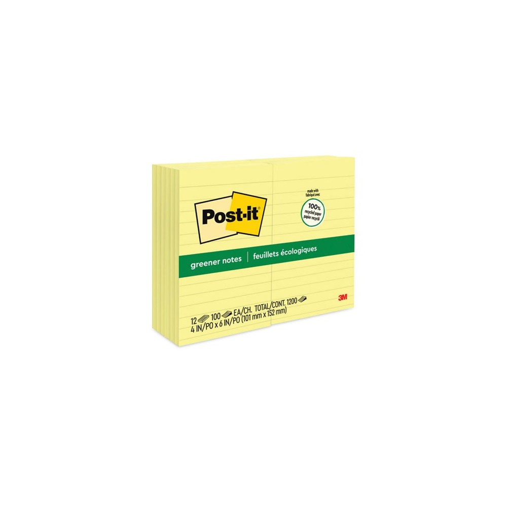 Post-it Greener Notes Original Recycled Note Pads