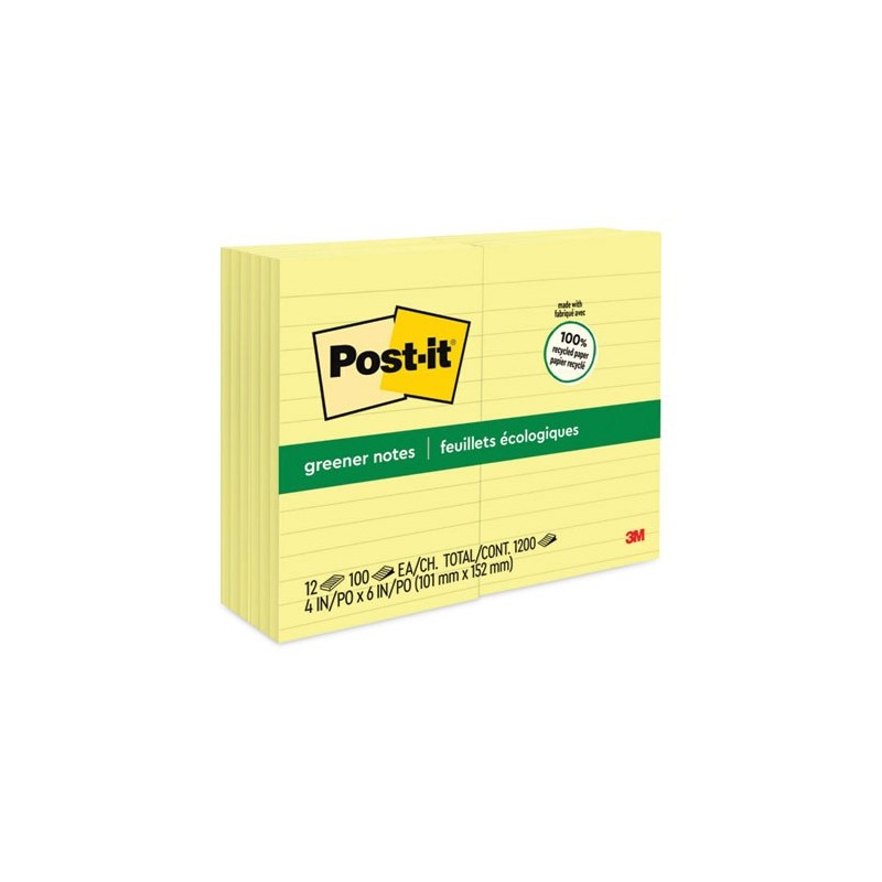 Post-it Greener Notes Original Recycled Note Pads